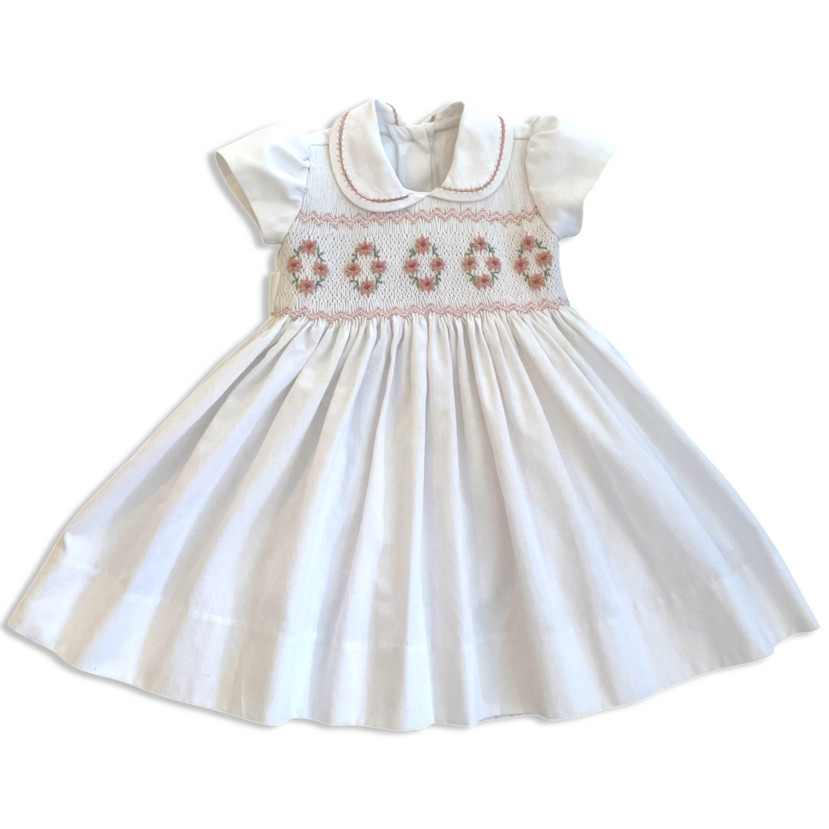 Papalotes Hand Smocked White Pique Dress